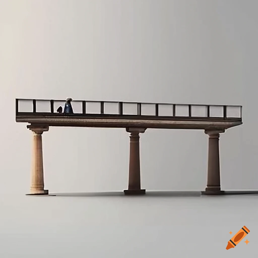 Side view of a one-way bridge for transition from left to right with ...