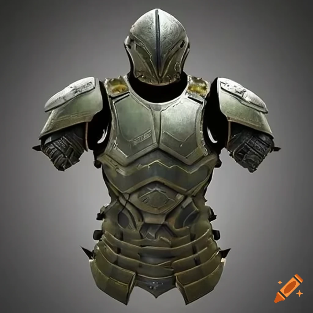 Adorned magic heavy body armor, front view on Craiyon