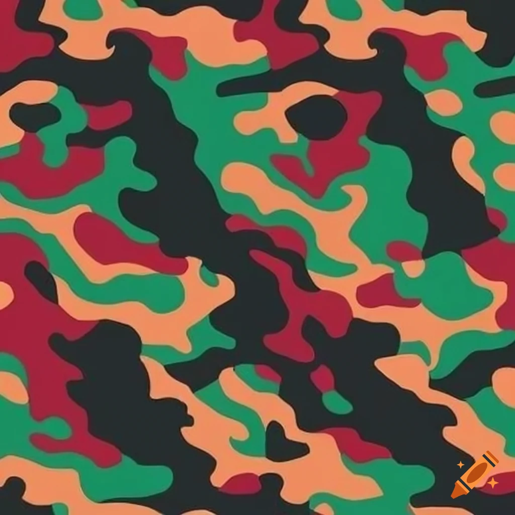 Funny colored camouflage pattern on Craiyon
