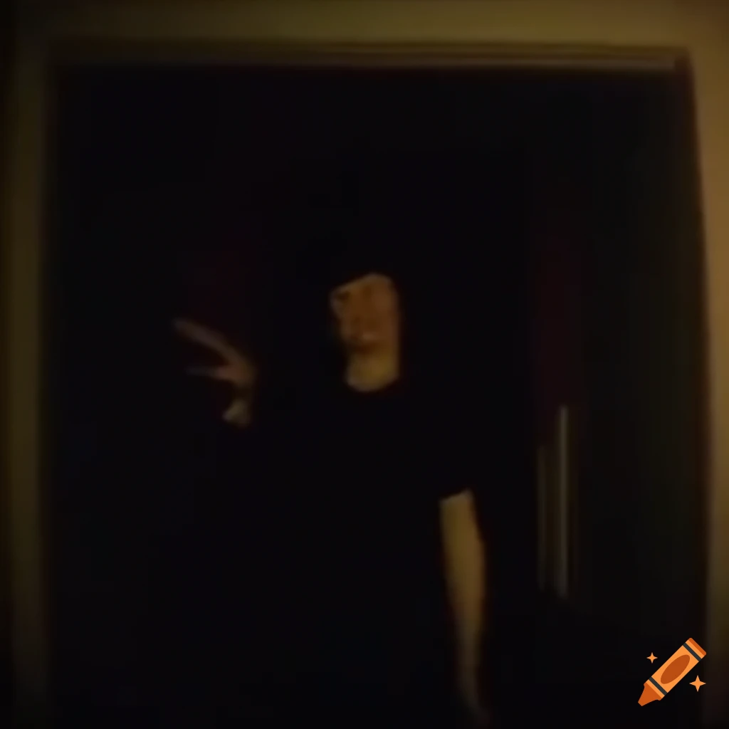 Dark, low quality VHS style image with a disturbing atmosphere on Craiyon