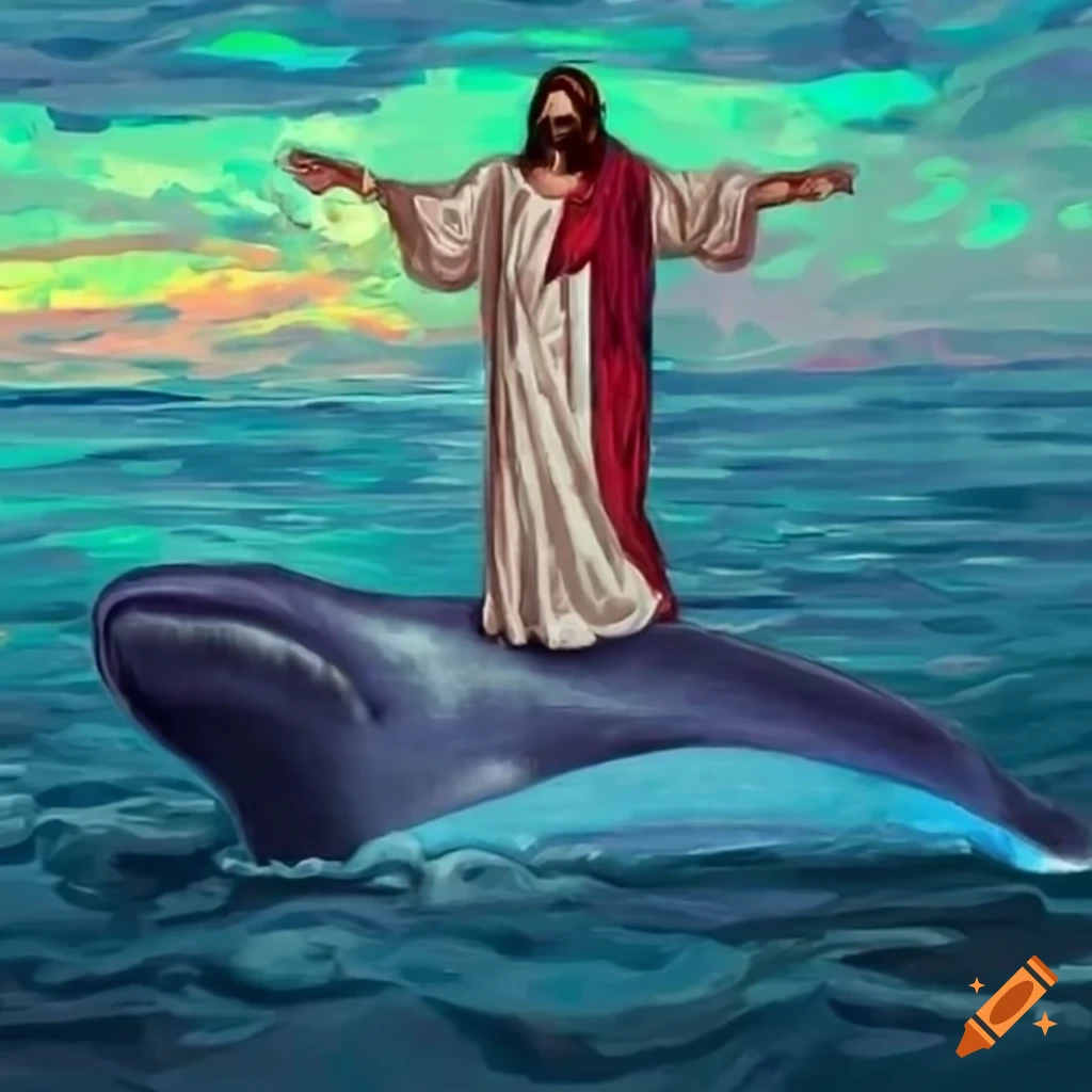 Majestic image of jesus with a sea whale on Craiyon