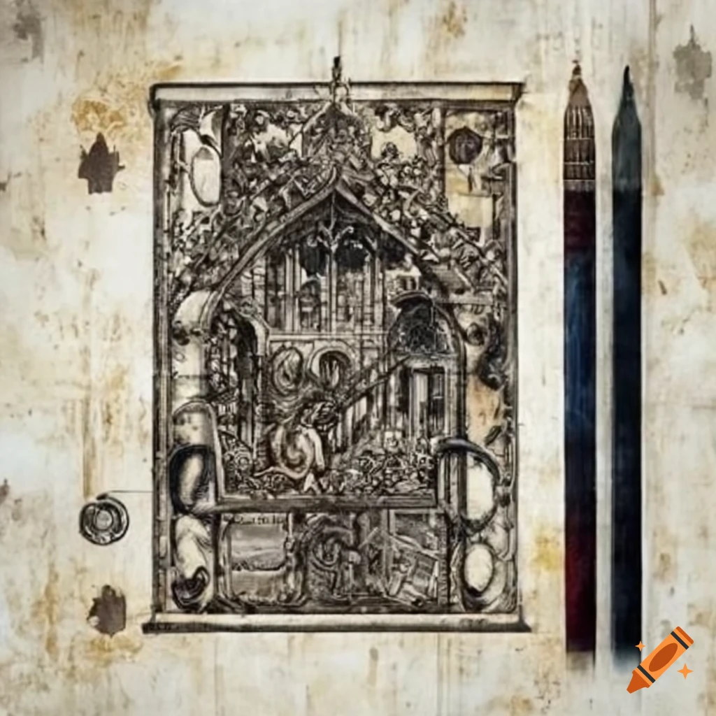 Gothic map of hell's sub-basement with surreal macabre elements and ...