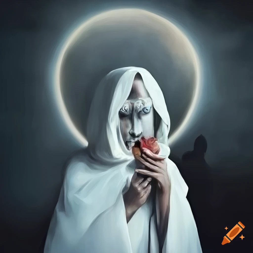 Surrealism art of a faceless lady with an open rib cage and the ...