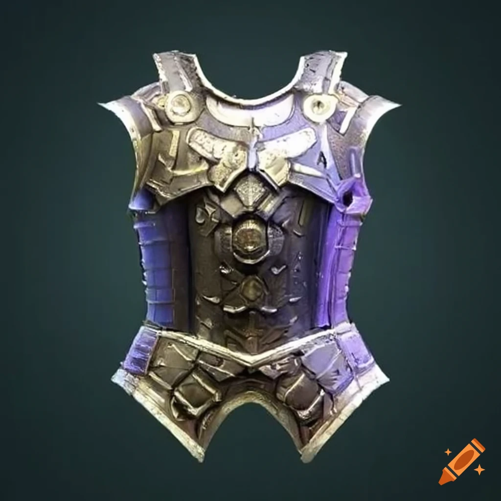Close-up front view of adorned magic body armor on Craiyon