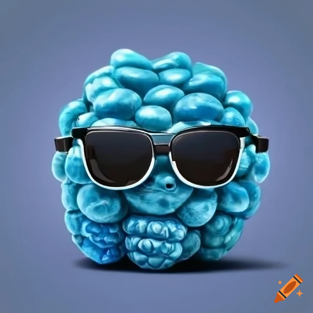 Smiling blue raspberry with sunglasses in Pixar style on Craiyon