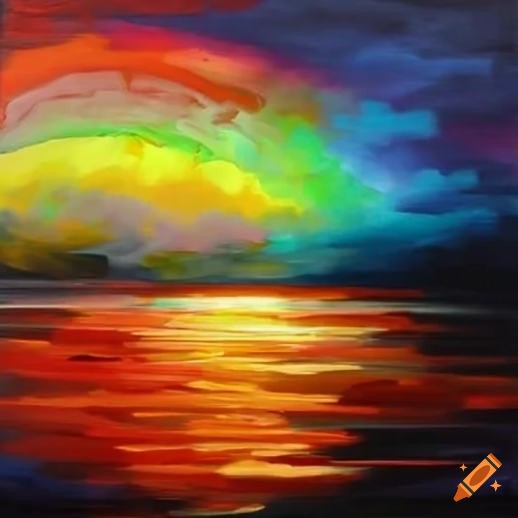 Oil paintings of rainbows on Craiyon