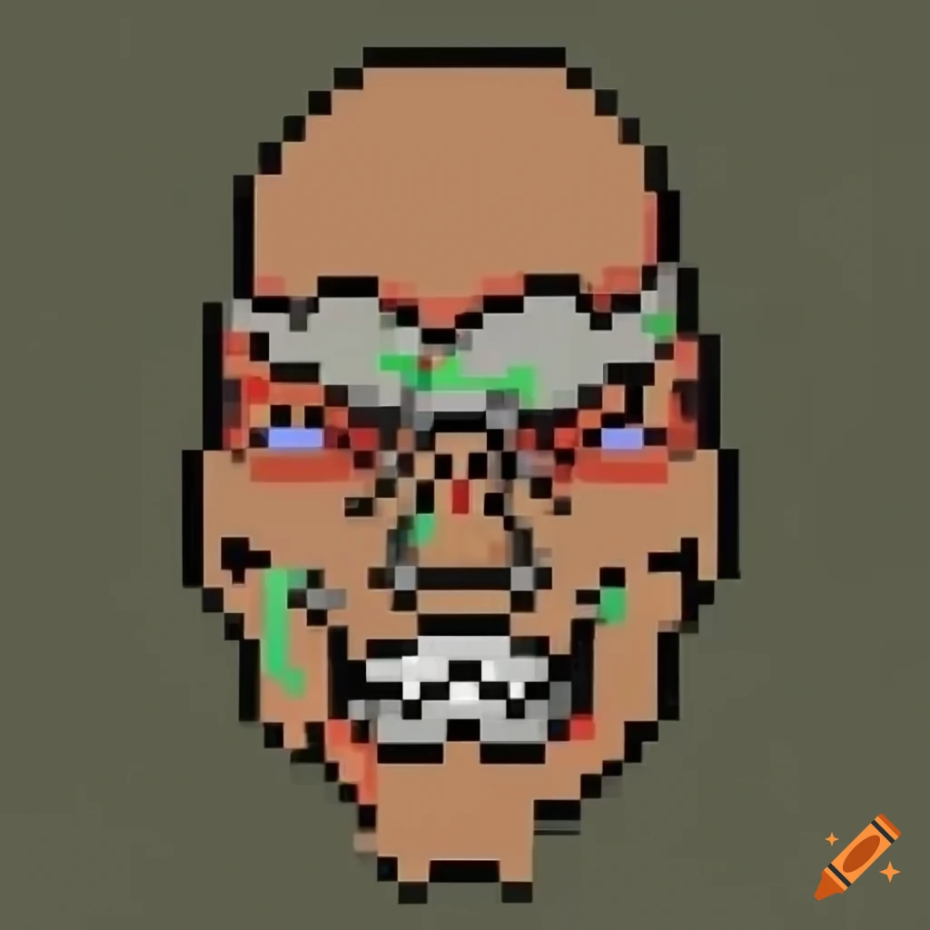 DOOM DOOM II face sprite - Doom Guy Face hurt 1993 on Craiyon