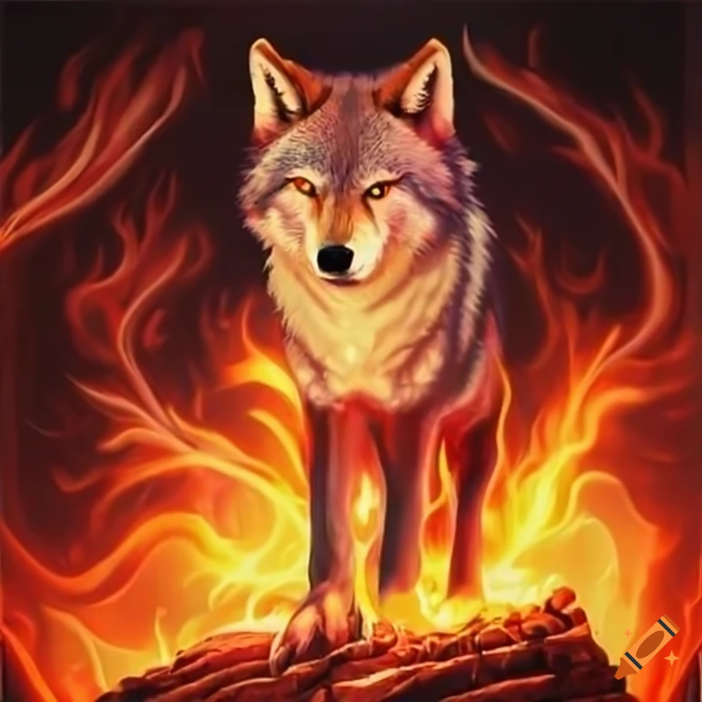 Fire wolf on Craiyon