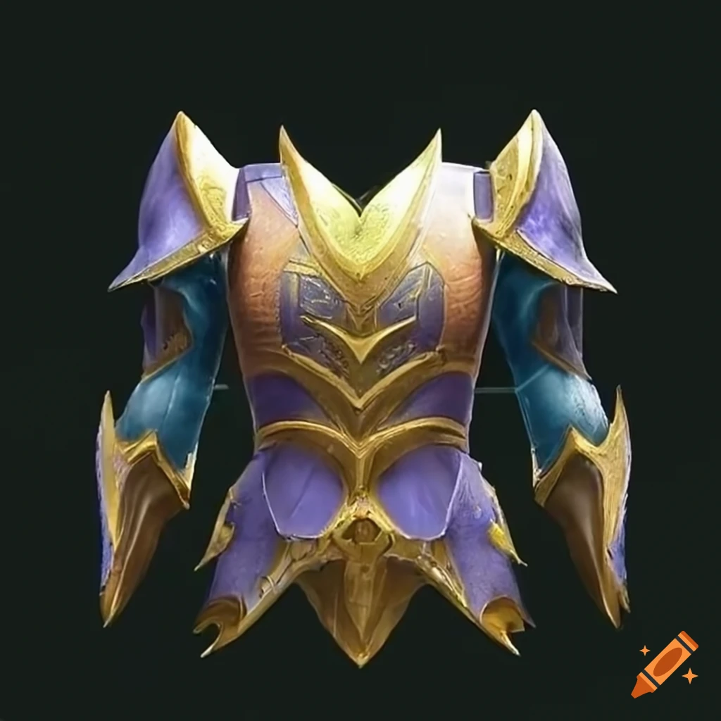 Front view of detailed magic body armor on Craiyon