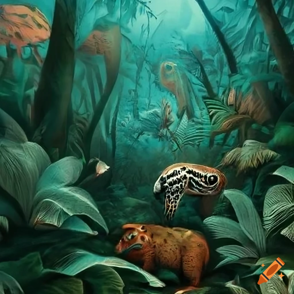 Exotic flora and fauna with salish animal motifs and designs in a fine ...