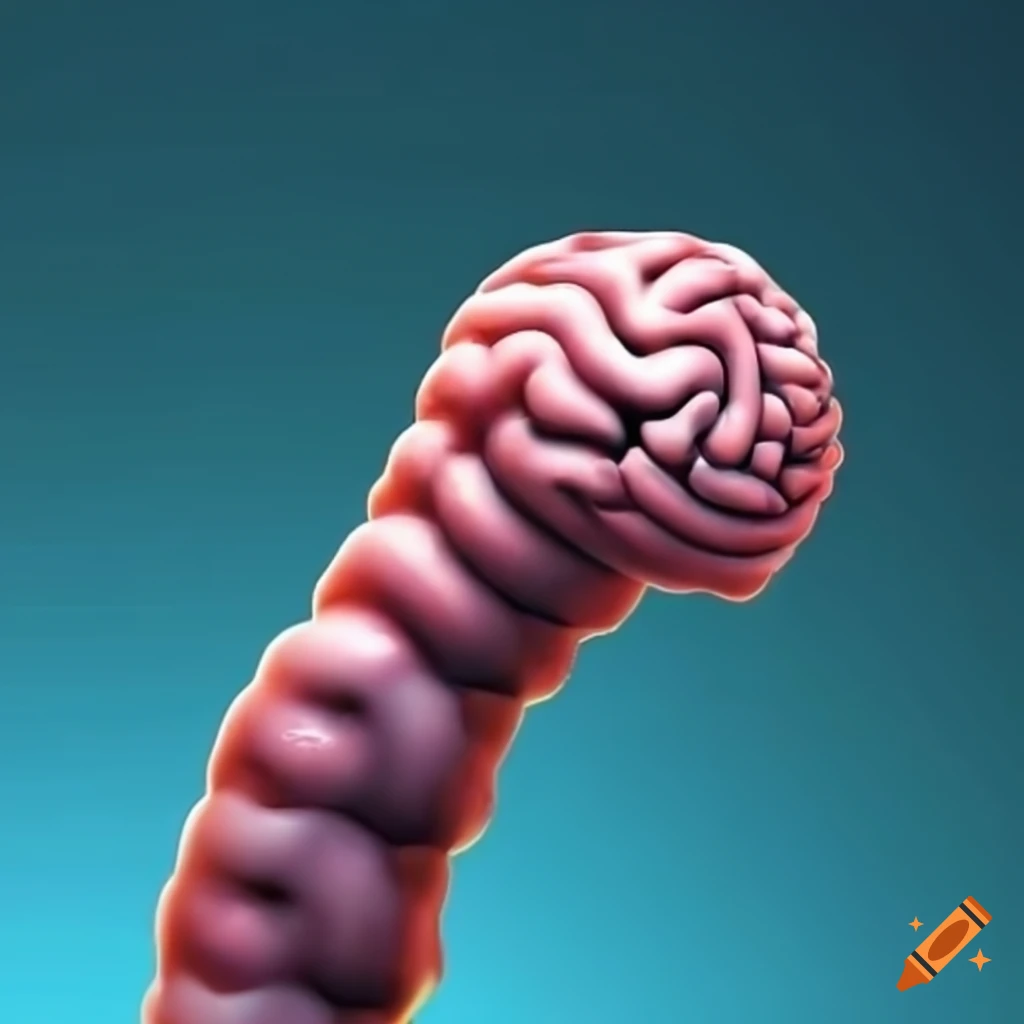 Worm communicating with a small brain inside an empty head on Craiyon