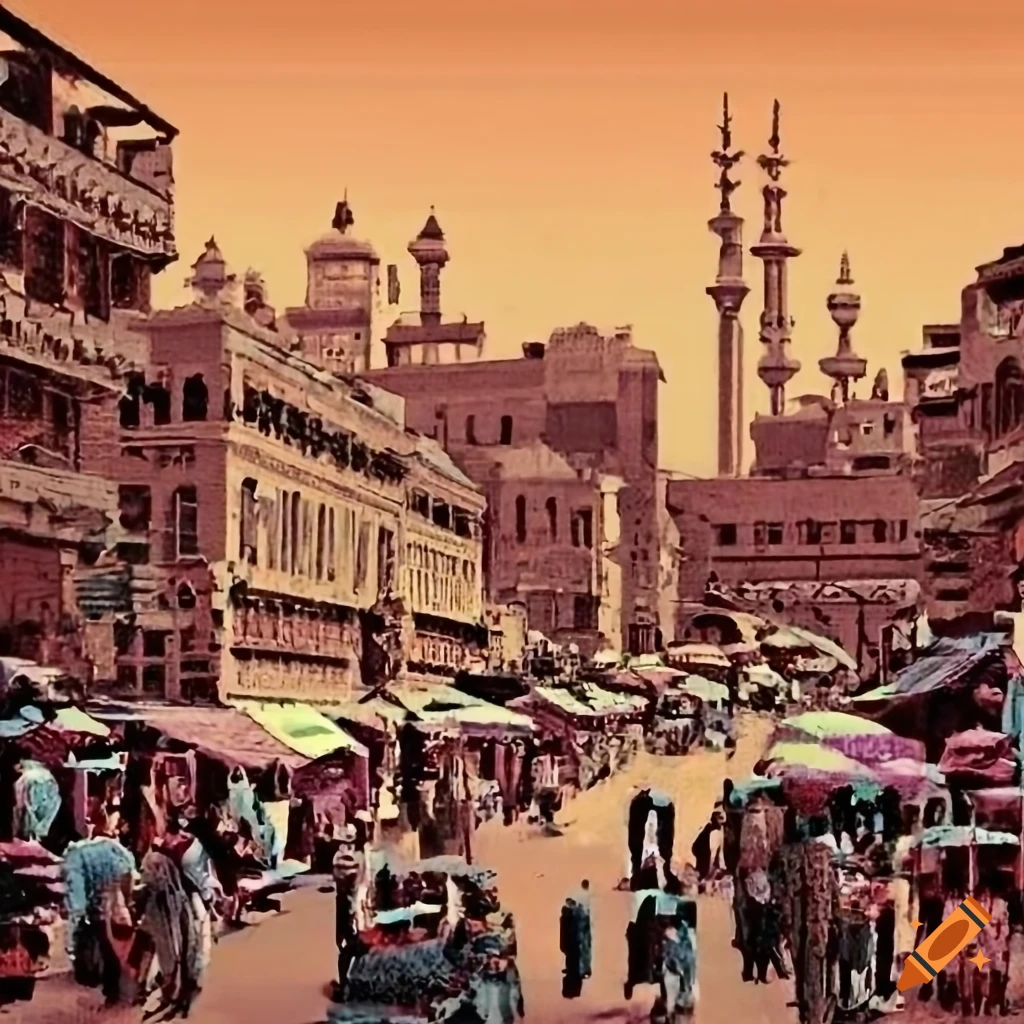 Vintage postcard style pixel art of a crowded street in cairo, egypt ...