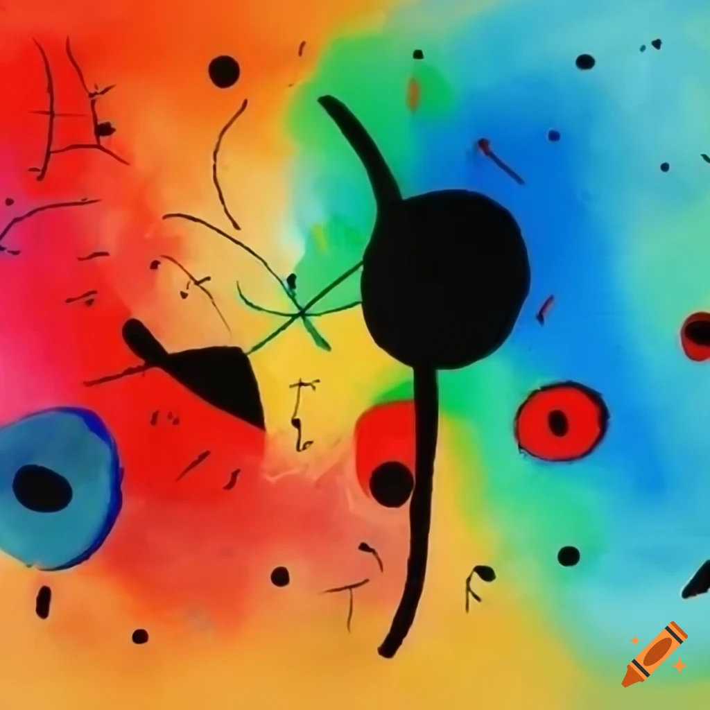Miro-style painting with textured variables and drop shadows on Craiyon
