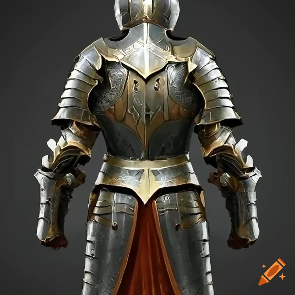 Adorned massive fantasy armor from the front view on Craiyon