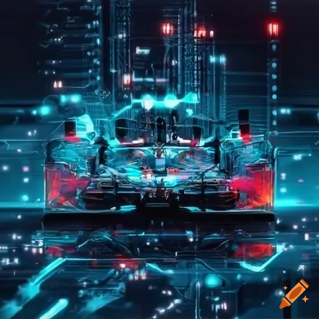 Race car chassis with AI brain, showcasing the link between AI and ...