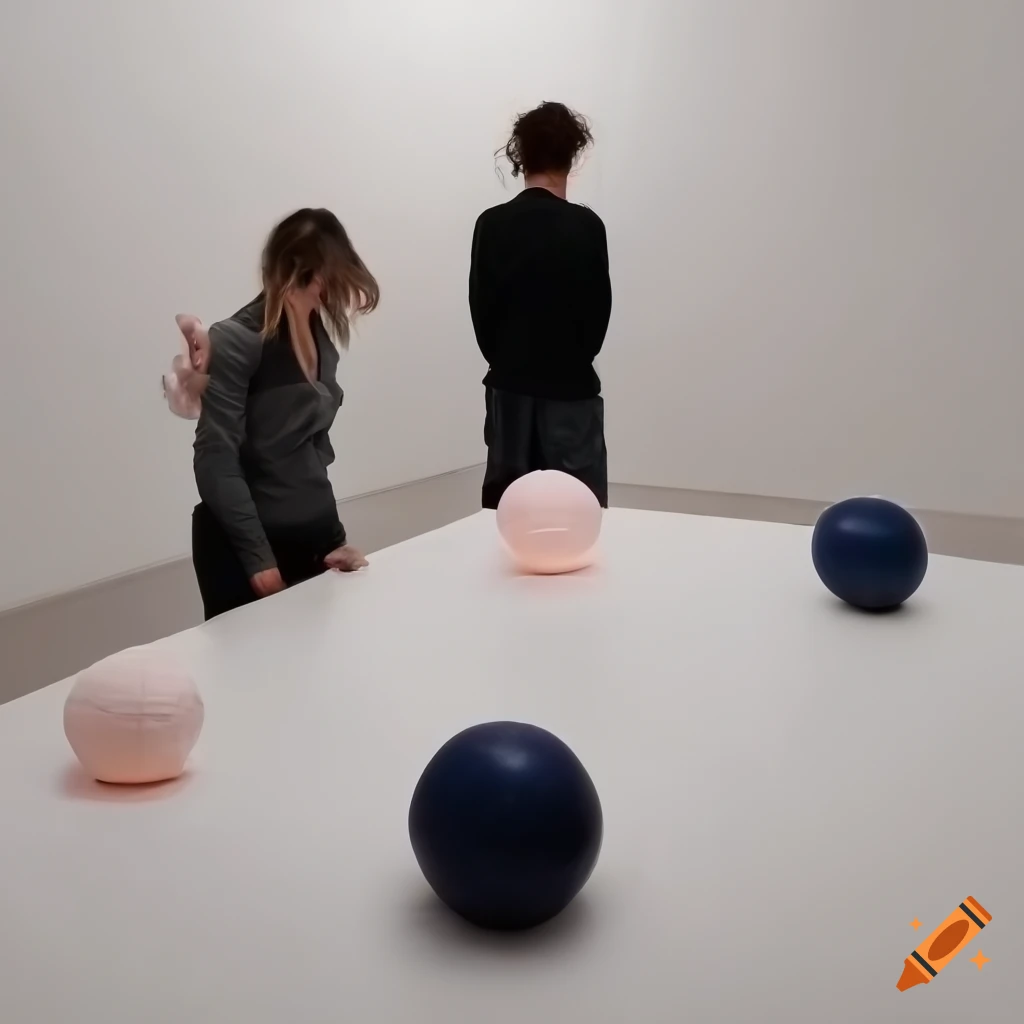 Art installation with inflatable kinetic sculptures in a gallery ...