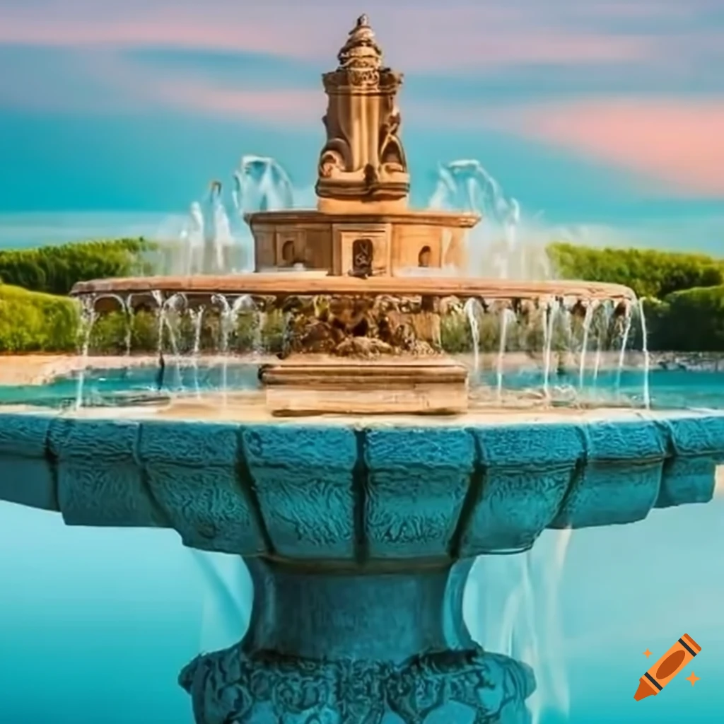Large fountain for worshipers of god on a pool on Craiyon