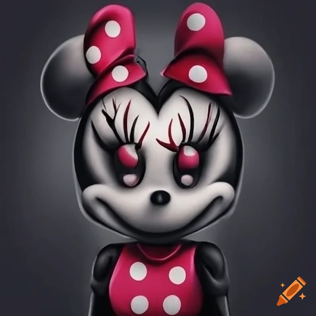 Creepy Minnie Mouse inspired by Tim Burton on Craiyon