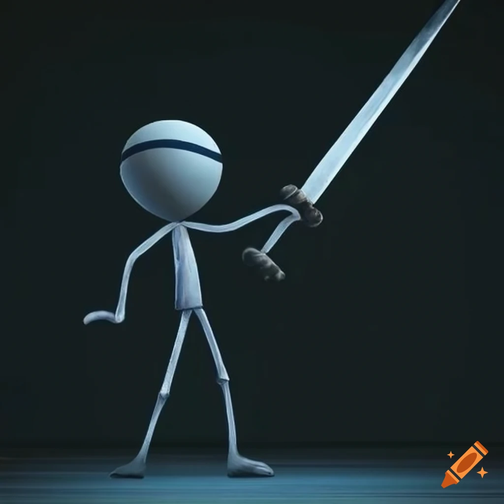 Stick man holding a sword on Craiyon