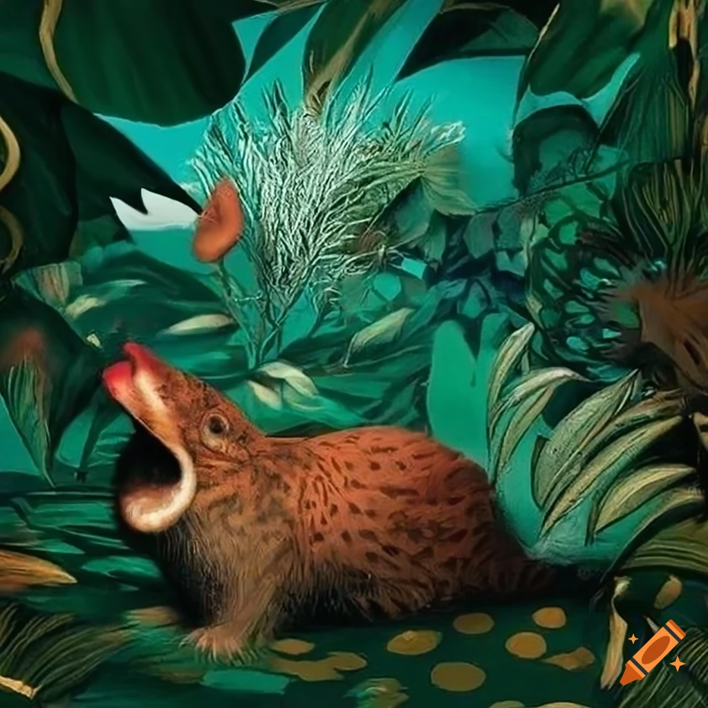 Exotic flora and fauna with Salish animal motifs by Theodor Kittelsen ...