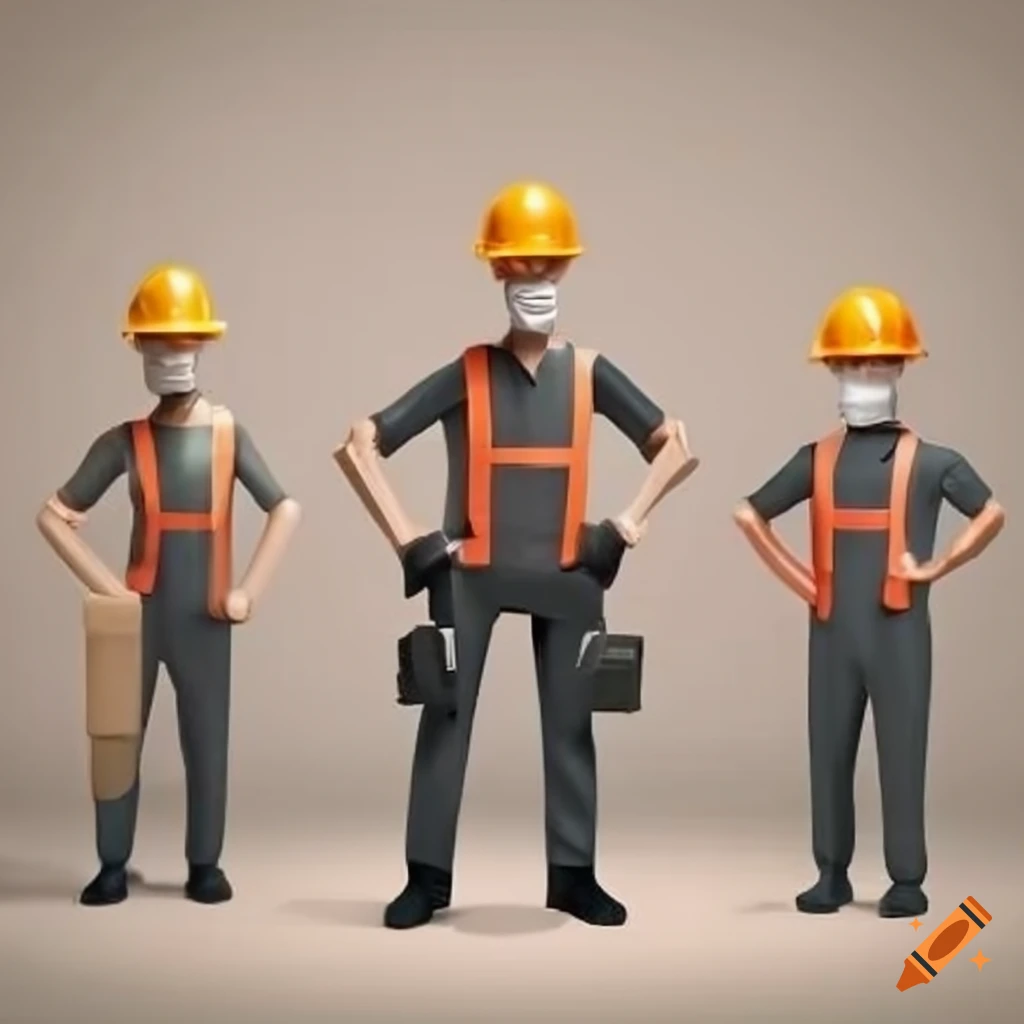 Team of construction experts with tool boxes on Craiyon