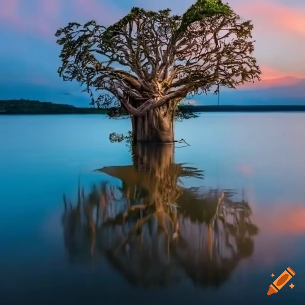 Stunning tree with intricate roots by the water serving as sanctuary to ...