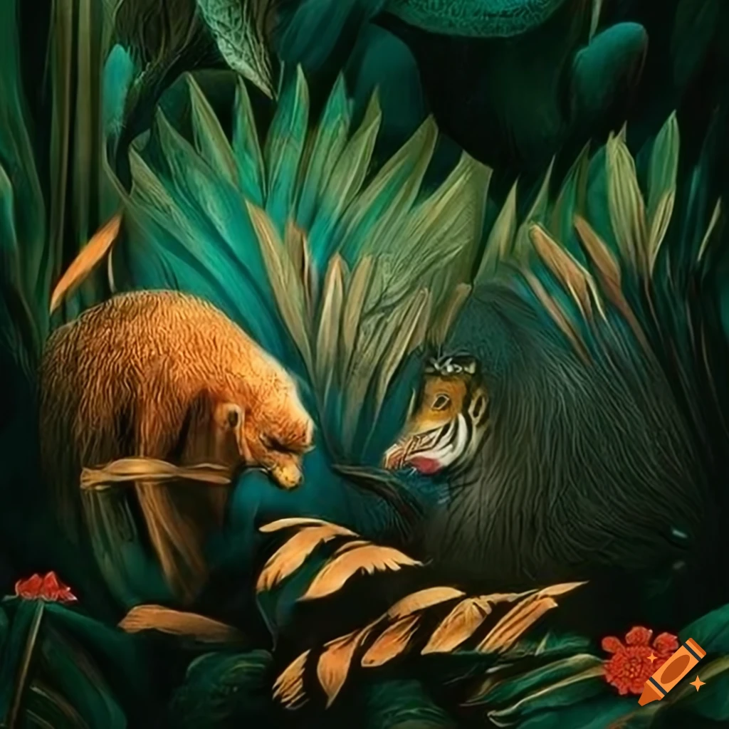 Exotic flora and fauna with salish animal motifs by theodor kittelsen ...