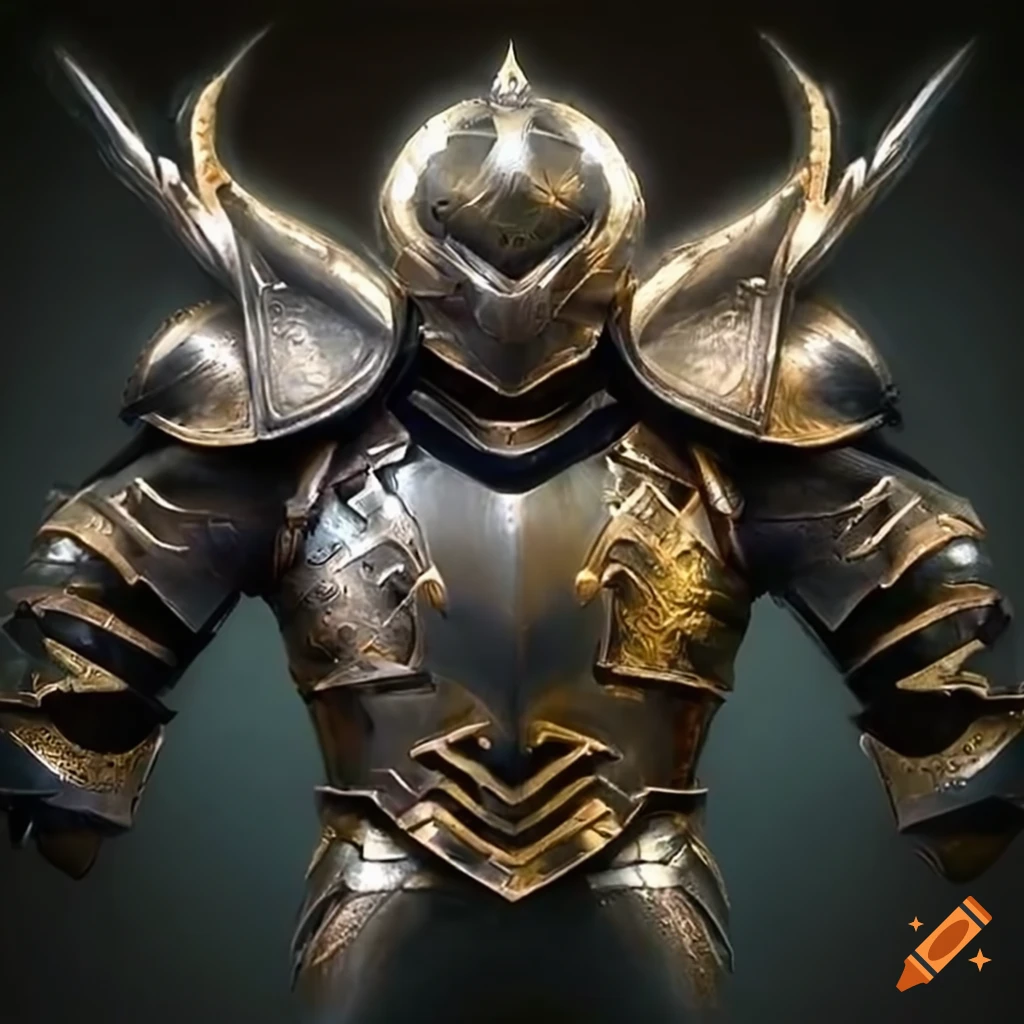 Fantasy armor with intricate details in a front view on Craiyon