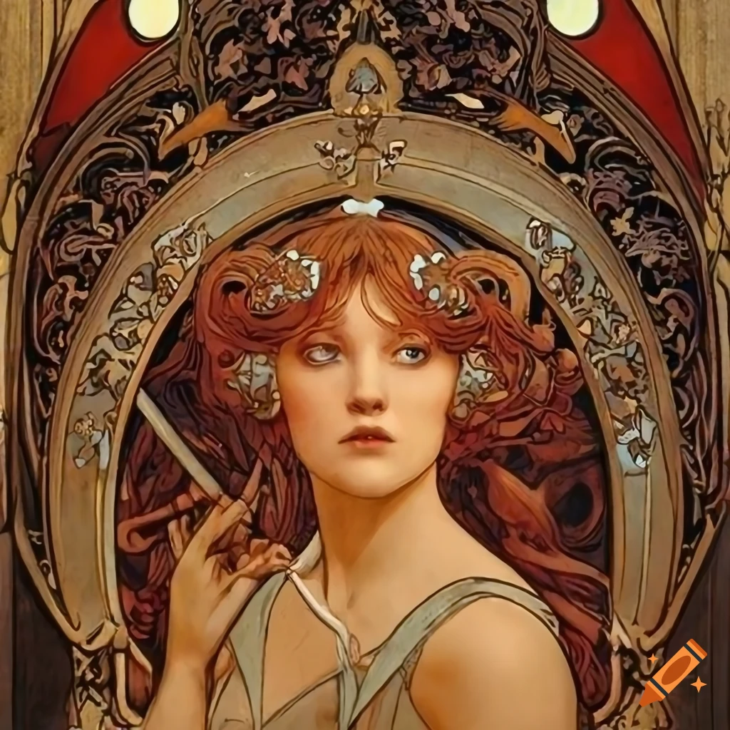 Star lock 'Stave Carvings Style' by Alphonse Mucha and James Gurney on ...