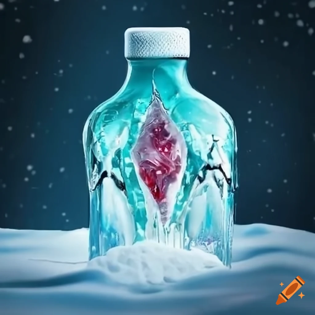 Poison bottle with icy snake in the snow on Craiyon