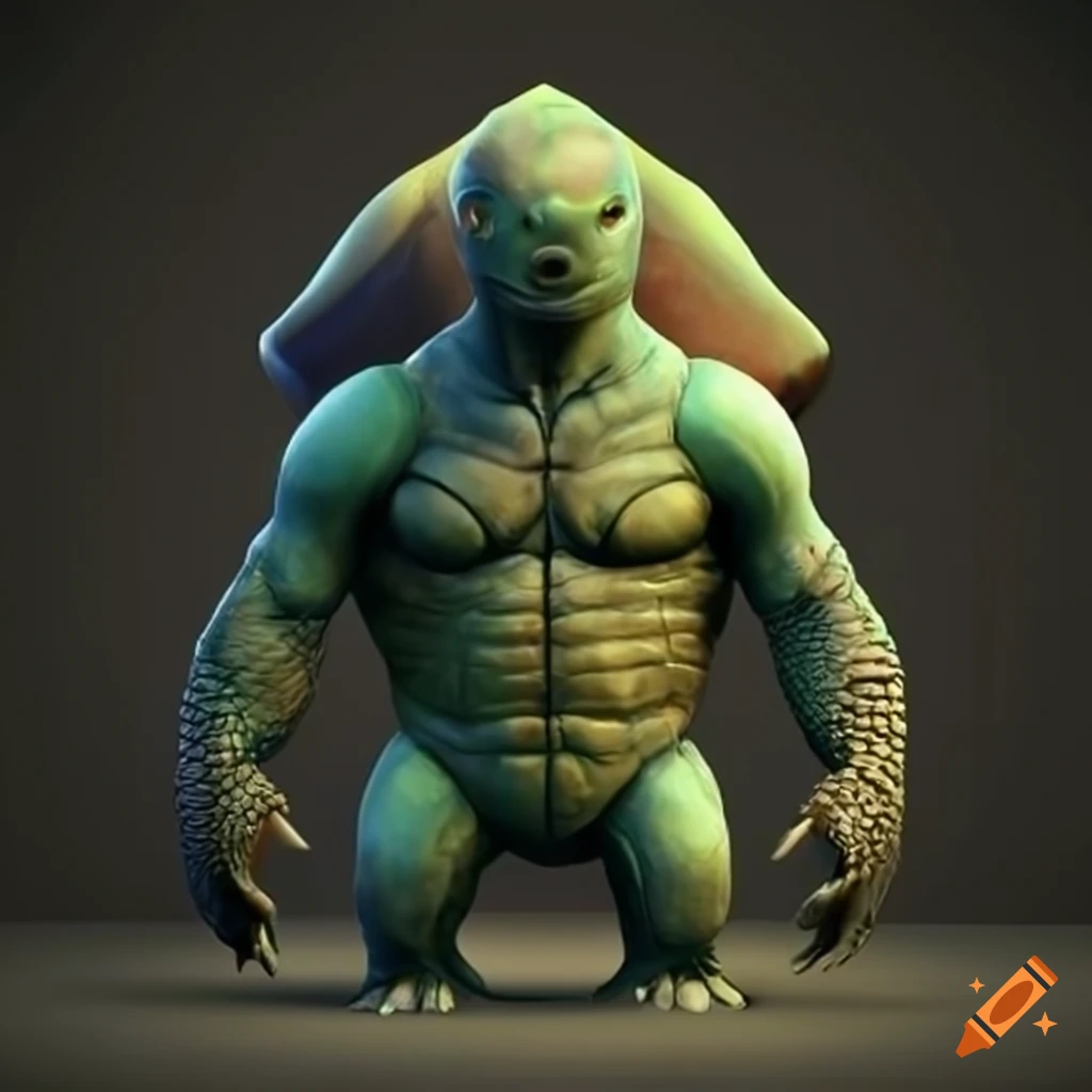 Humanoid male turtle creature on Craiyon