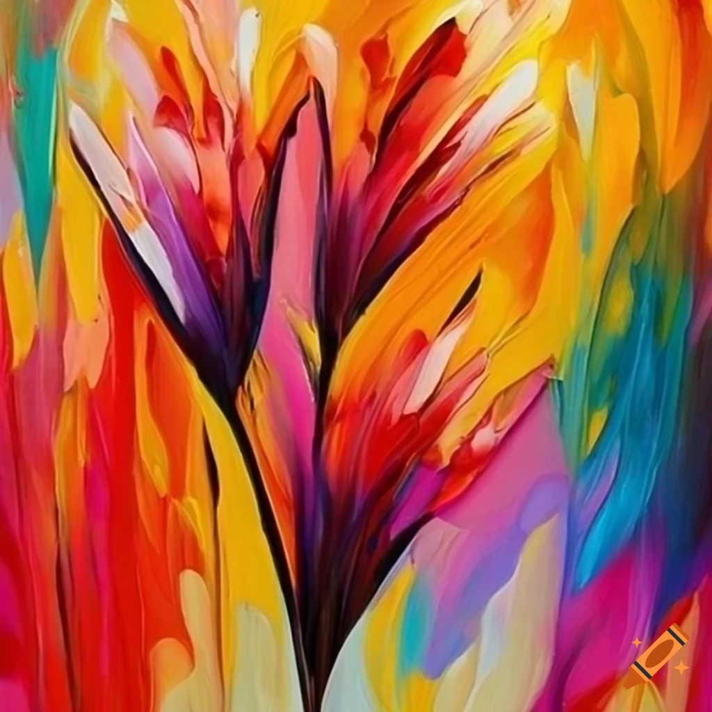 Abstract simple flowers in a stunning oil painting on Craiyon