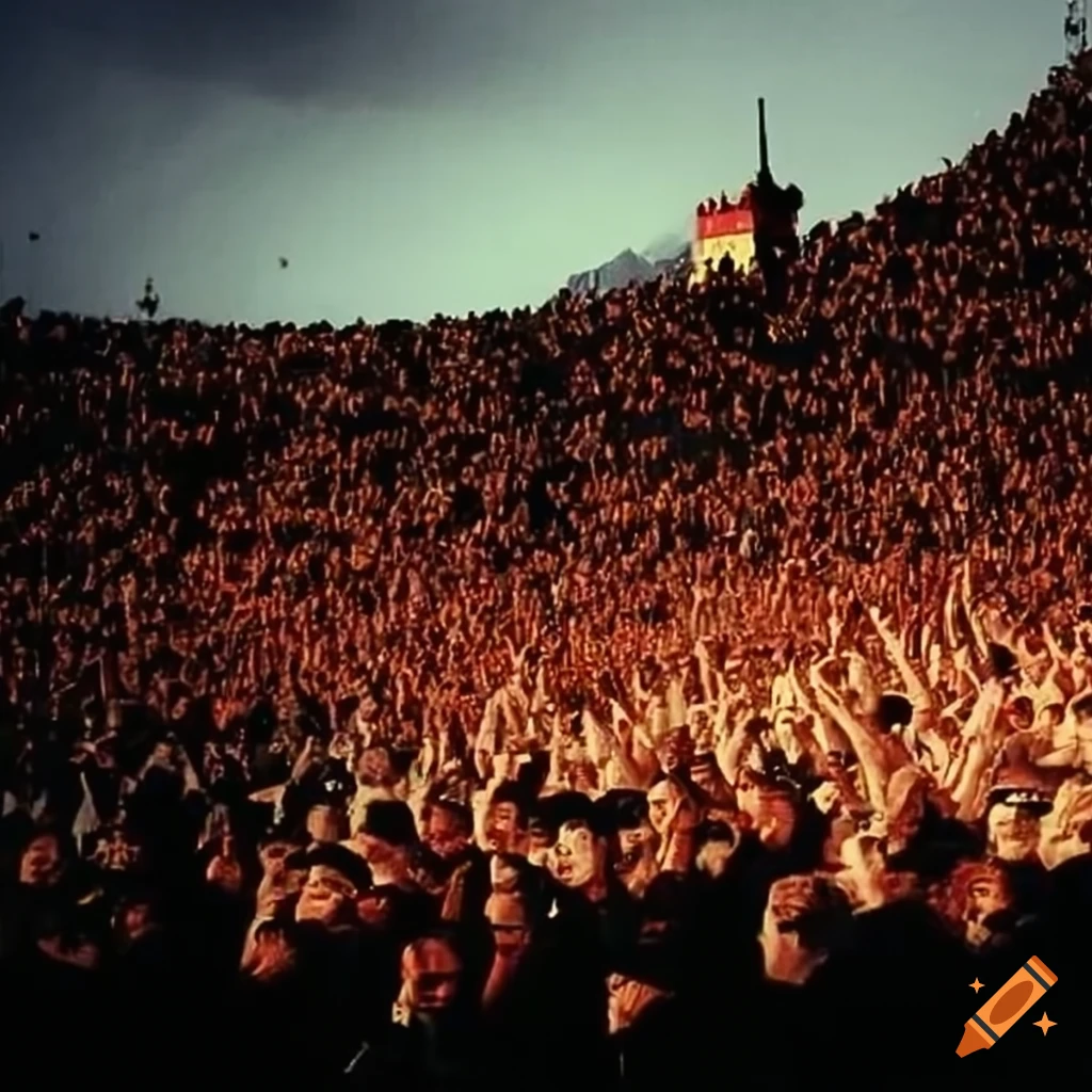 German crowd during football championship captured by Leni Riefenstahl ...