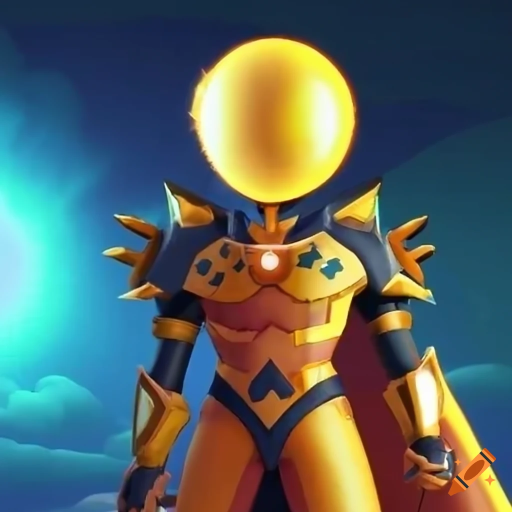 Solaris sentry friendly character in bright yellow and orange costume ...