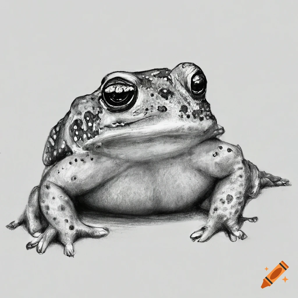Pencil drawing of a grumpy toad on Craiyon