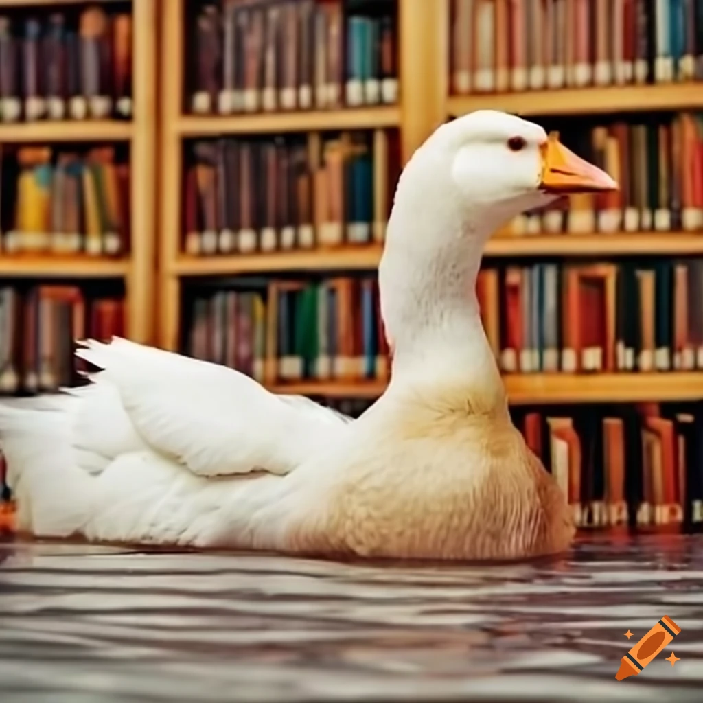 Goose at the library on Craiyon
