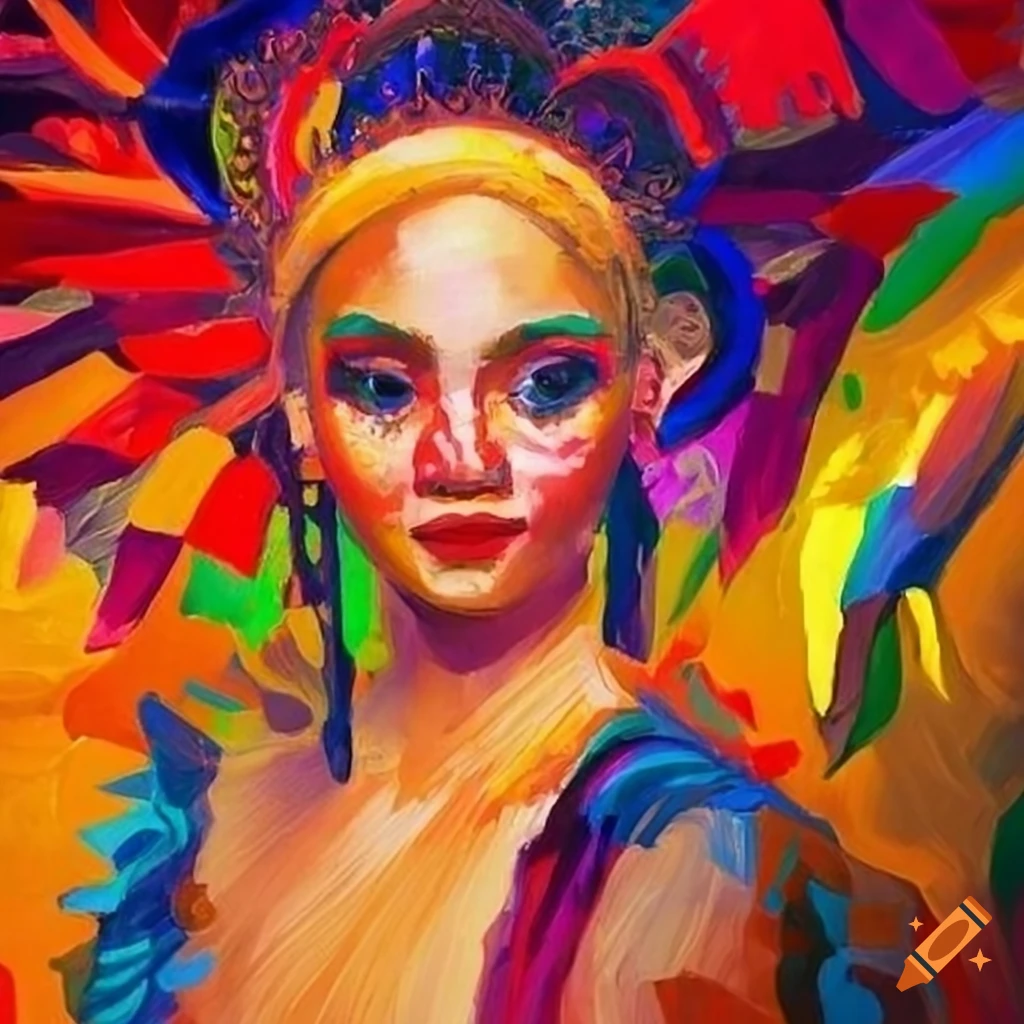 Capture the vibrant energy of a philippine festival in an abstract ...