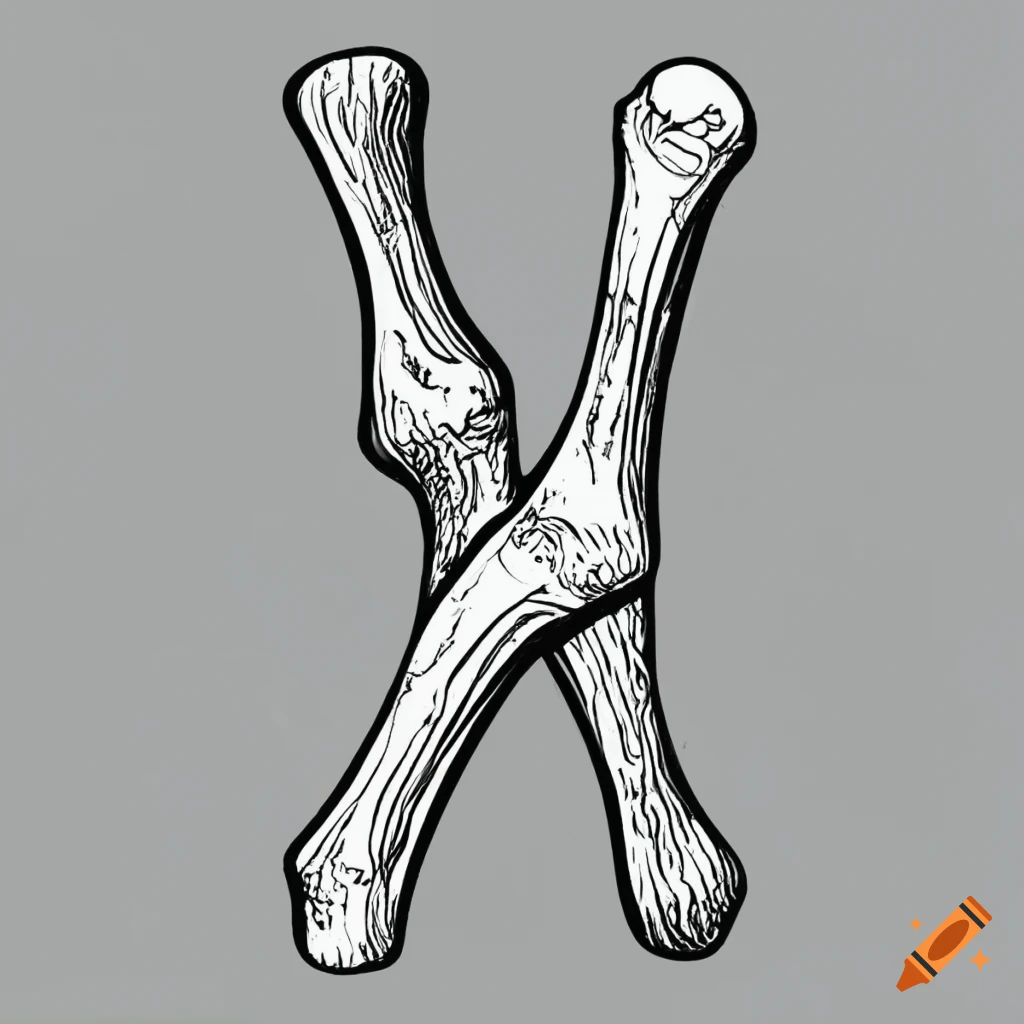 Two bones crossed in an x position on Craiyon