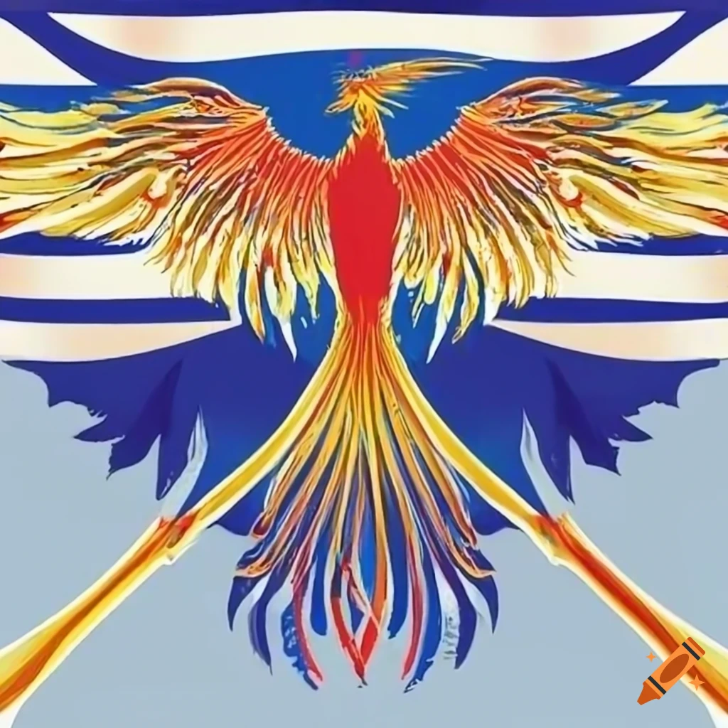 Phoenix in scottish flag colors on Craiyon