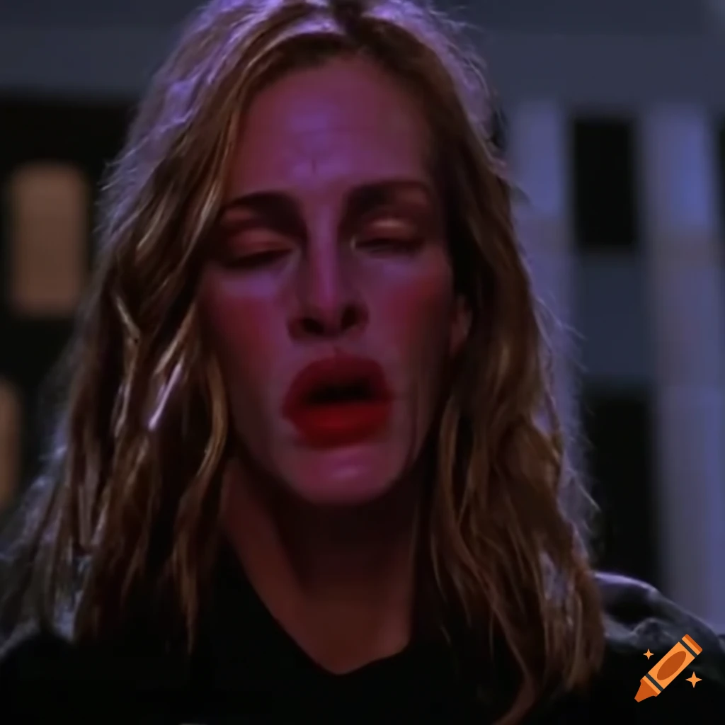 90's movie screencap of dramatic facial closeup of character on Craiyon