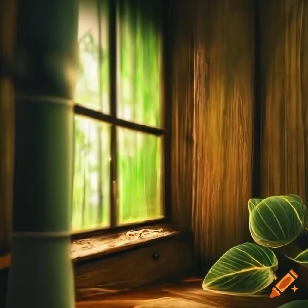 Small open window with view of bamboo grove in tropical daylight on Craiyon
