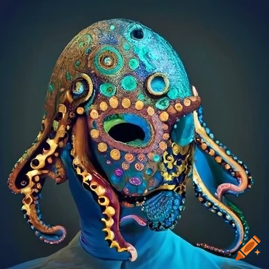 Person in luxurious octopus-inspired costume with gold and black ...