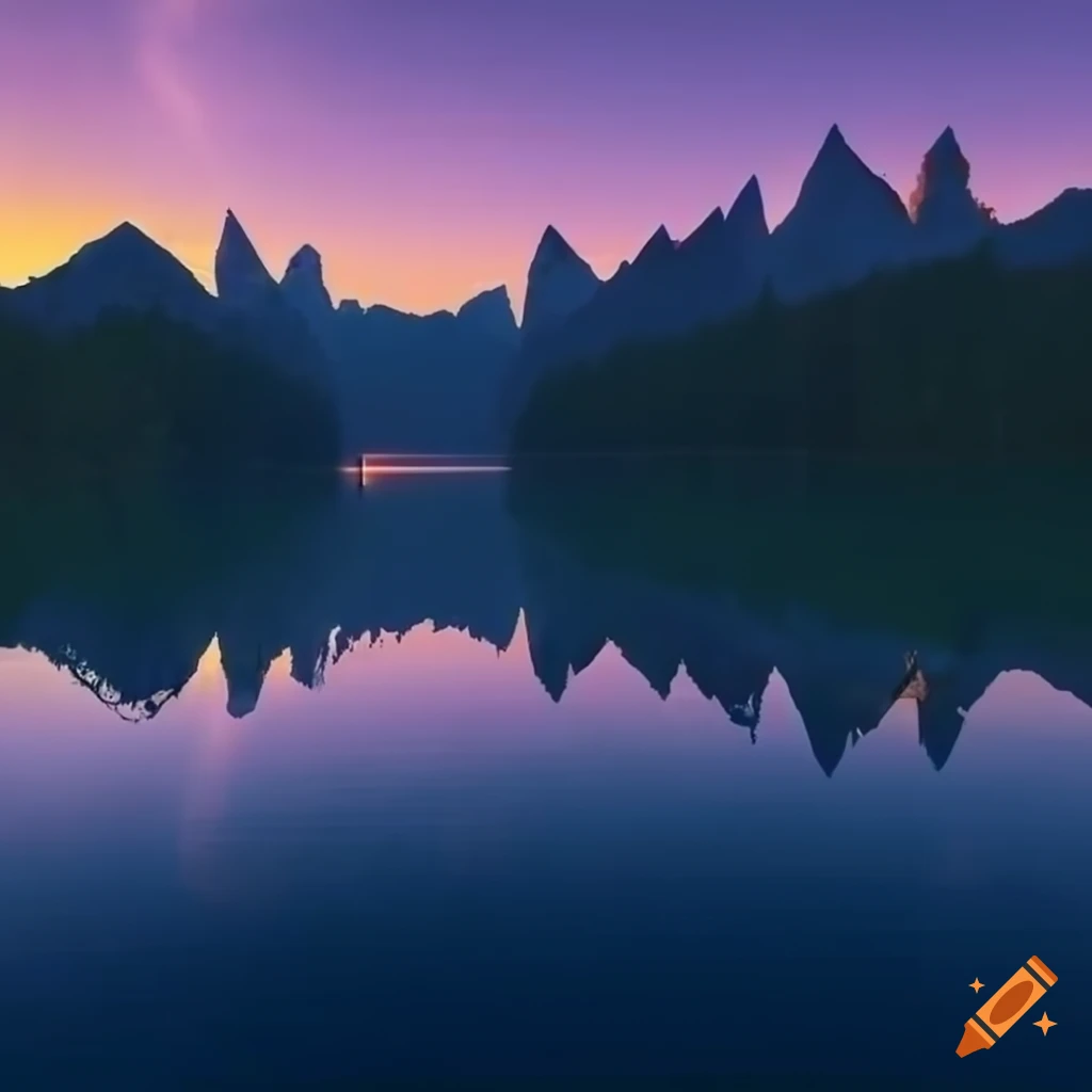 Stunning 3d rendering of a sunset-kissed mountain lake in 32k ...