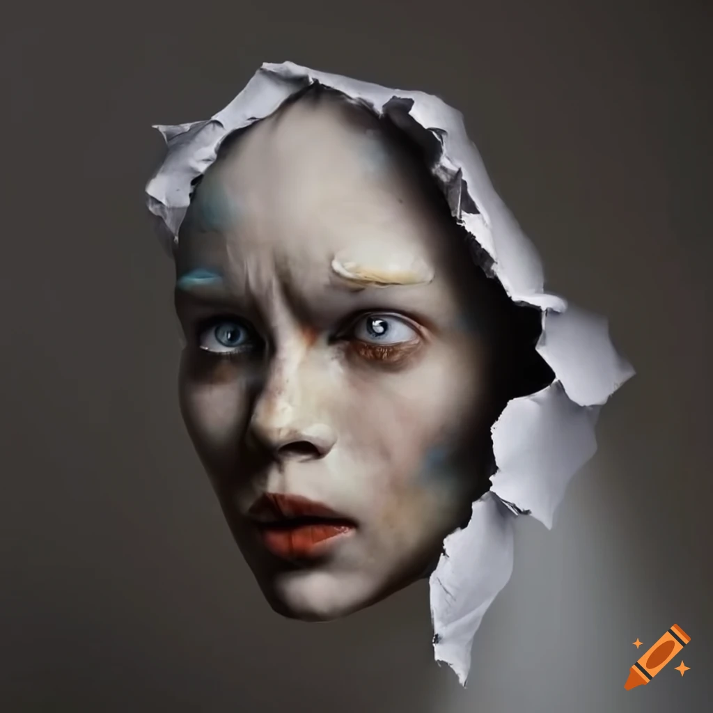 Artistic depiction of humans created from wrinkled torn paper wool on ...