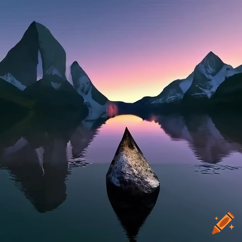 Stunning 3d rendering of a sunset-kissed mountain lake in 32k ...