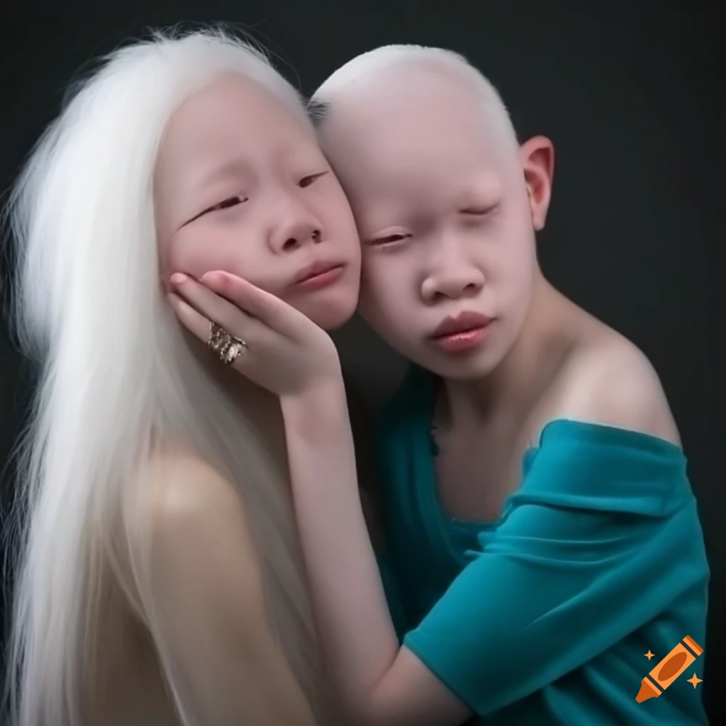 Asian girl with albinism on Craiyon