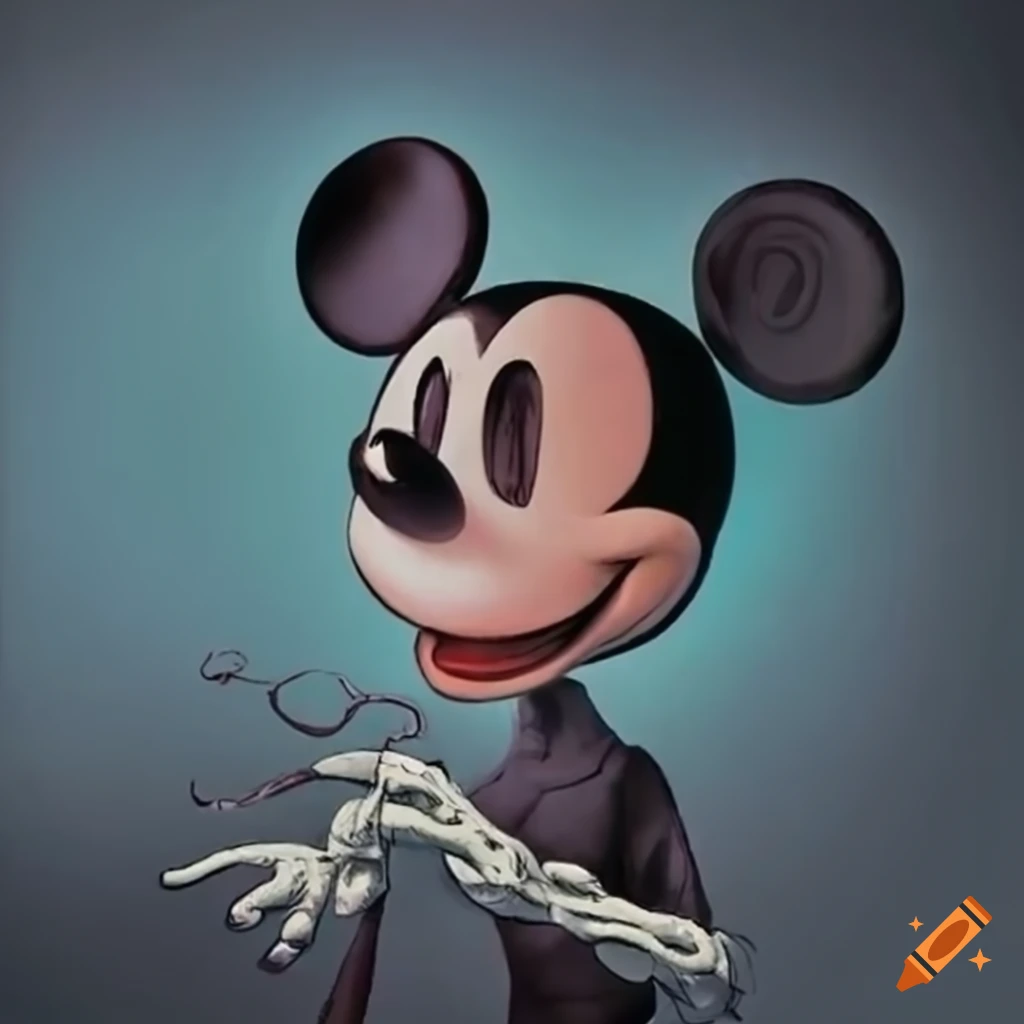 Mickey mouse in a tim burton style on Craiyon