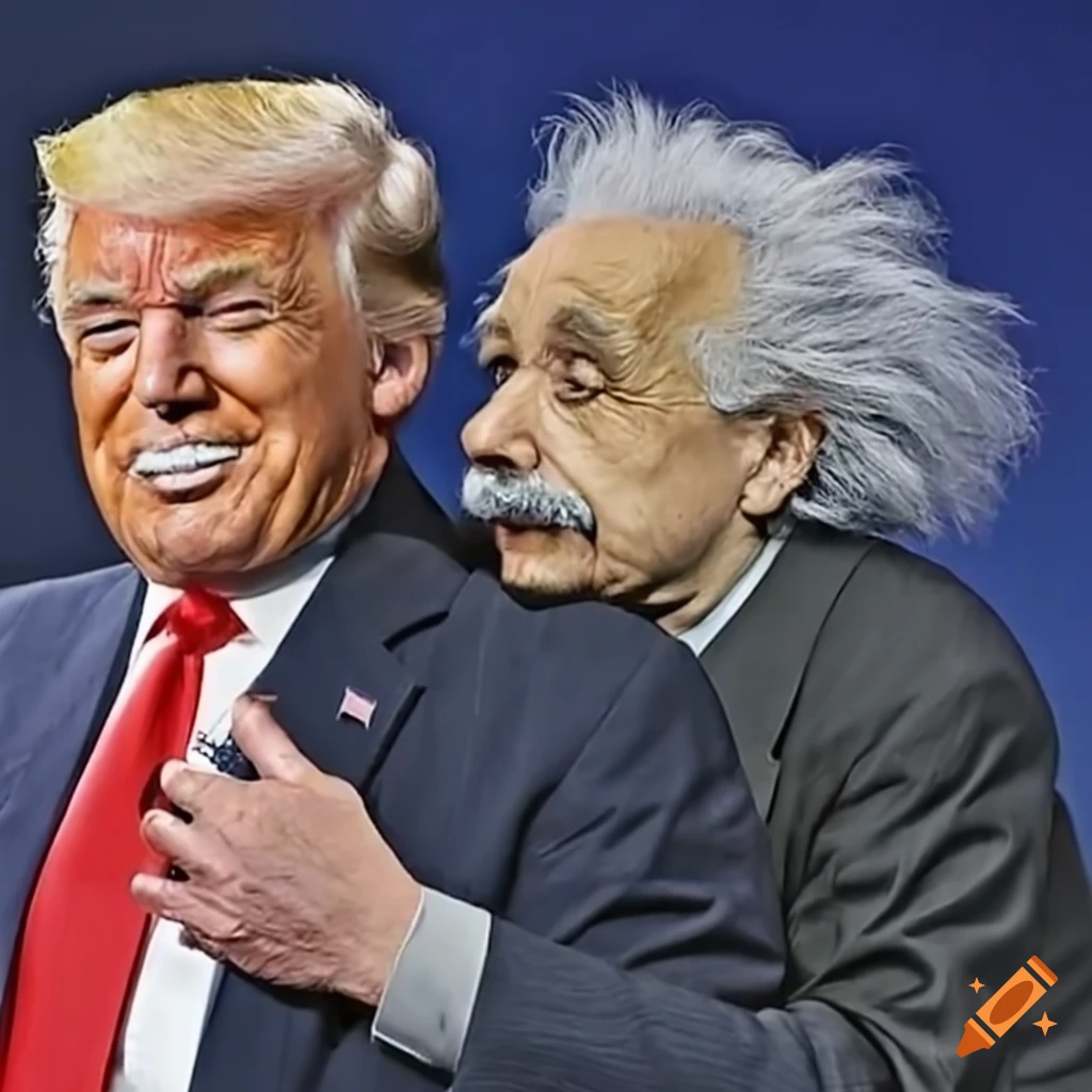 Donald Trump and Albert Einstein in a humorous scene on Craiyon