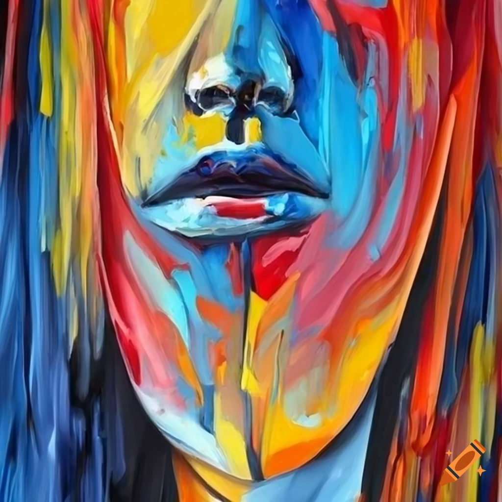 Abstract knife painting of a woman's face expressing individuality in ...