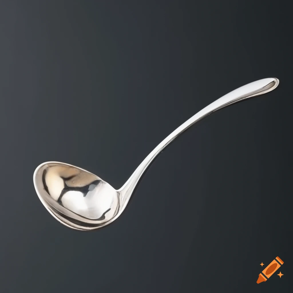 Silver soup ladle on Craiyon